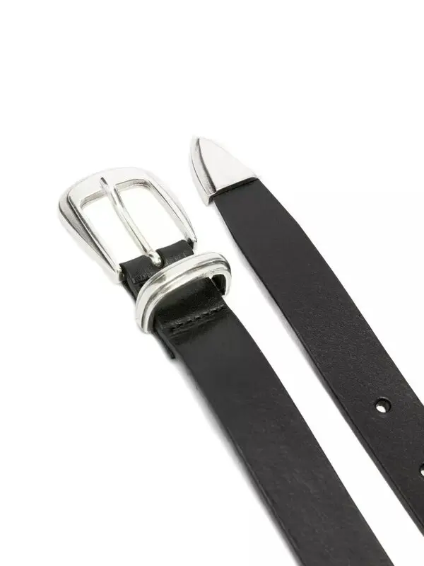 PAURA Smooth Grain Leather Belt With Buckle Fastening
