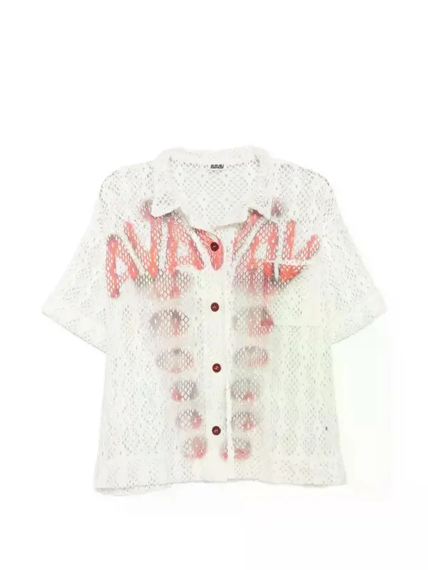 AVAVAV Open-knit Logo Print Shirt - White