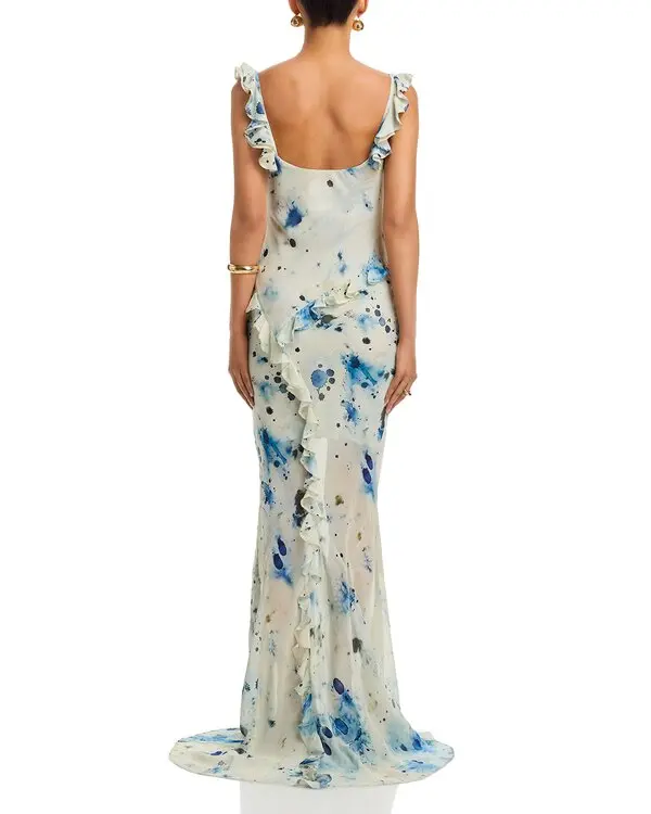 Paris Georgia Silk Ruffled Maxi Dress
