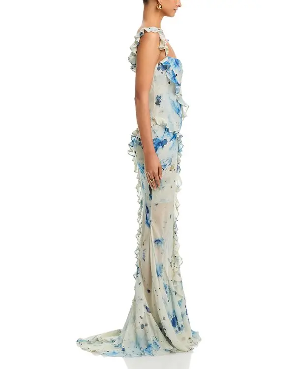 Paris Georgia Silk Ruffled Maxi Dress