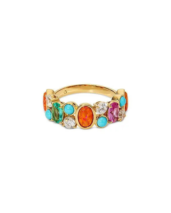 Nadri Multi Stone Cluster Band Ring - Gold