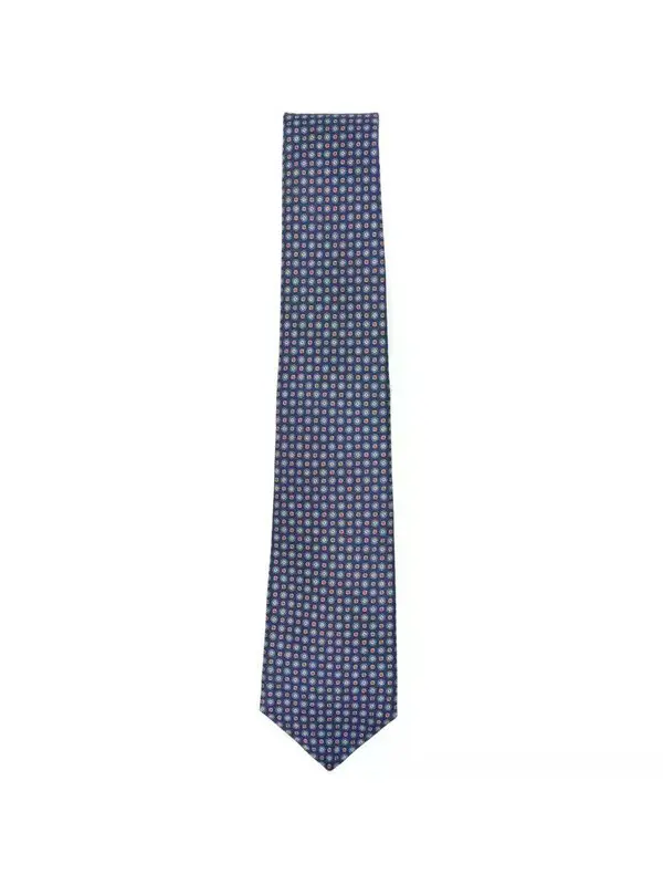 Kiton Silk Geometric Print Neck Tie