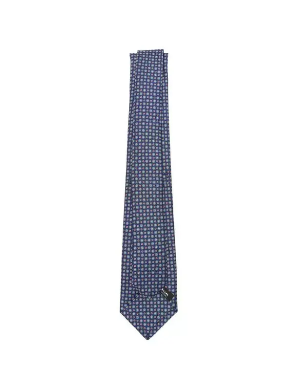 Kiton Silk Geometric Print Neck Tie