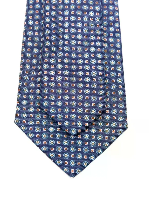 Kiton Silk Geometric Print Neck Tie