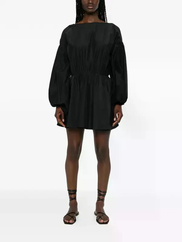 Andamane Clara Open-back Balloon-sleeve Dress - Black