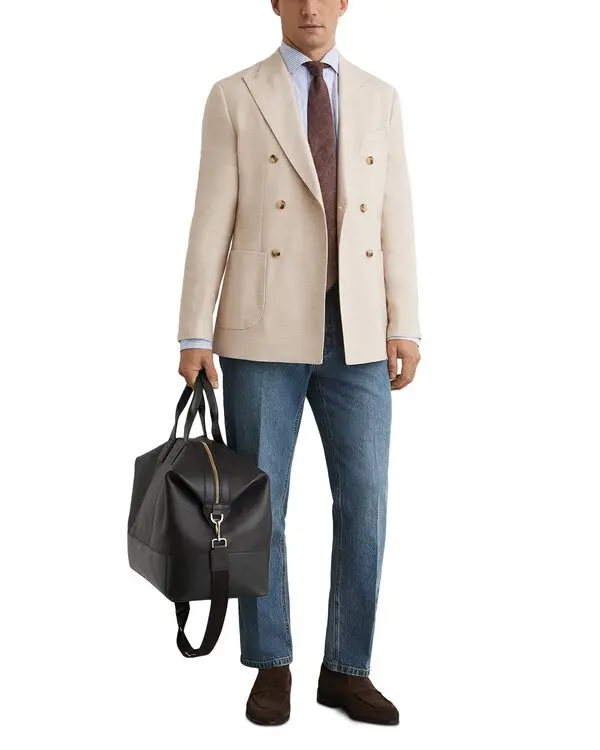 REISS Manci Double Breasted Herringbone Blazer
