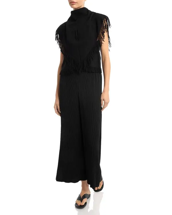 Issey Miyake Crocheted Fringe Stole - Black