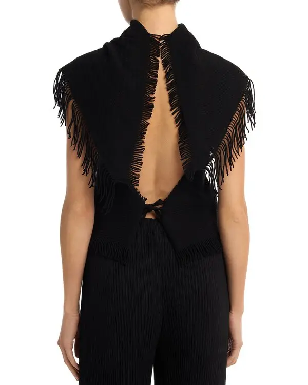 Issey Miyake Crocheted Fringe Stole - Black