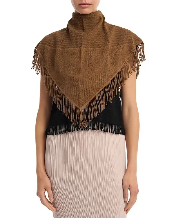 Issey Miyake Crocheted Fringe Stole - Brown