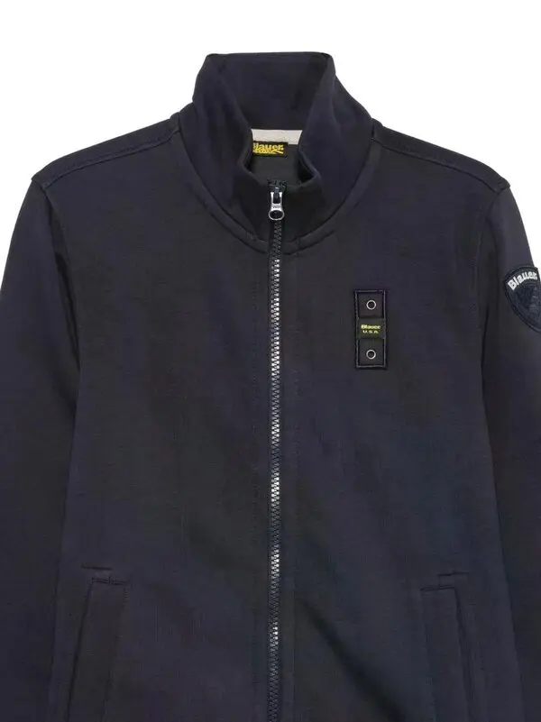 BLAUER. Zip-up Sweater With Logo Patch