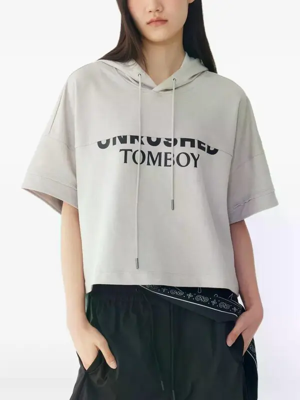 STUDIO TOMBOY Short-sleeved Hoodie - Grey