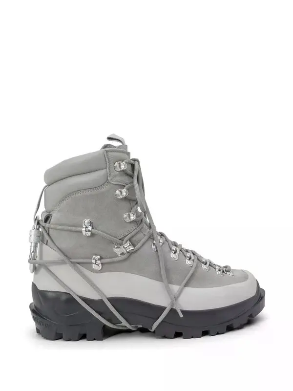 HELIOT EMIL Lace-up Hiking Boots With Carabiner Detail - Grey