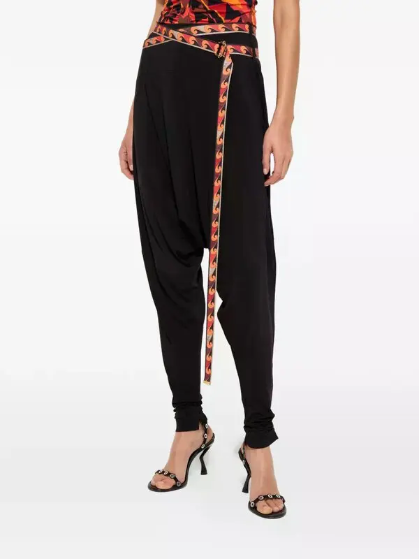 Emilio Pucci Flowy Viscose Jersey Pants With Printed Belt
