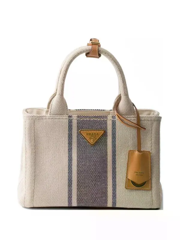 Prada Jardinière Small Cotton Canvas Bag - Neutrals