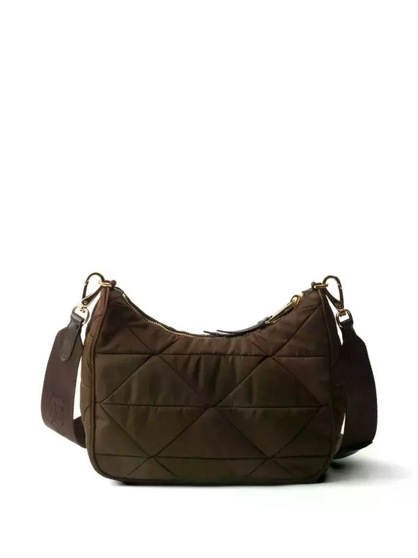 Prada Padded Re-nylon Shoulder Bag With Triangle Motif - Brown
