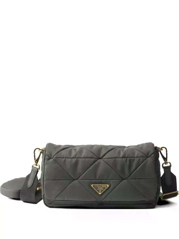 Prada Re-nylon Padded Shoulder Bag With Enamel Triangle Logo