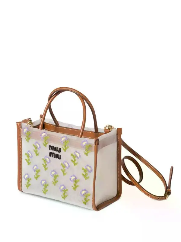 Miu Miu Embroidered Mesh Top-handle Bag