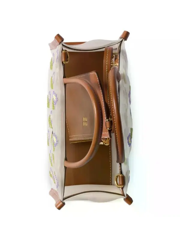 Miu Miu Embroidered Mesh Top-handle Bag