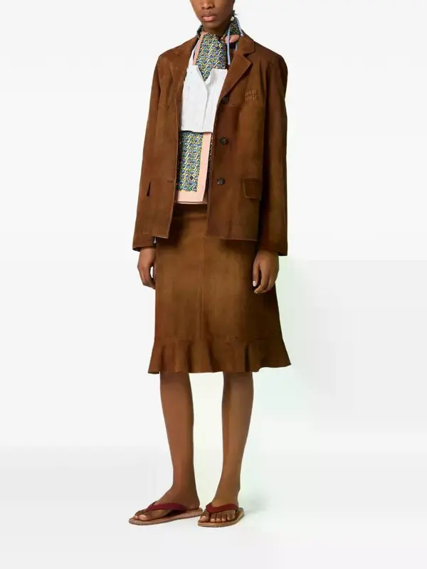 Miu Miu Suede Artisanal Jacket - Brown