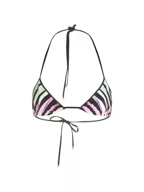 Roberto Cavalli Zebra Print Triangle Bikini Top