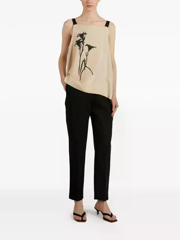 SLOWEAR Floral-print Square-neck Sleeveless Top