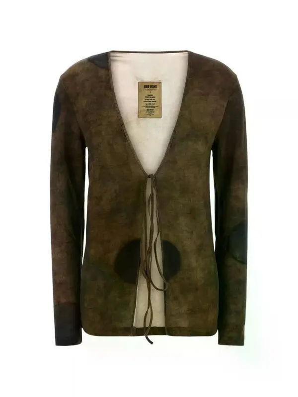 UMA WANG Printed Tie-fastening Cardigan - Brown