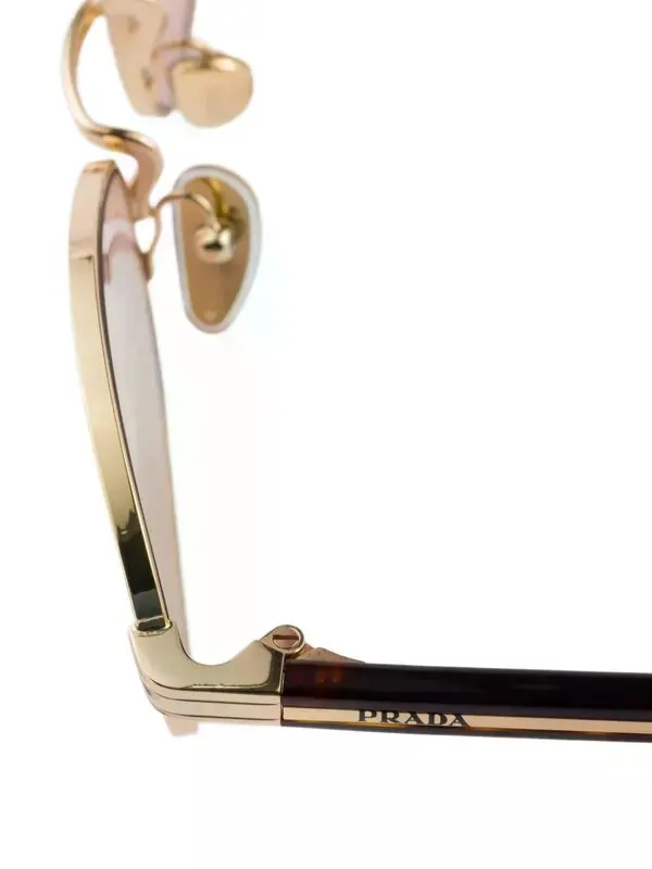 Prada Metal Oval Sunglasses With Engraved Logo