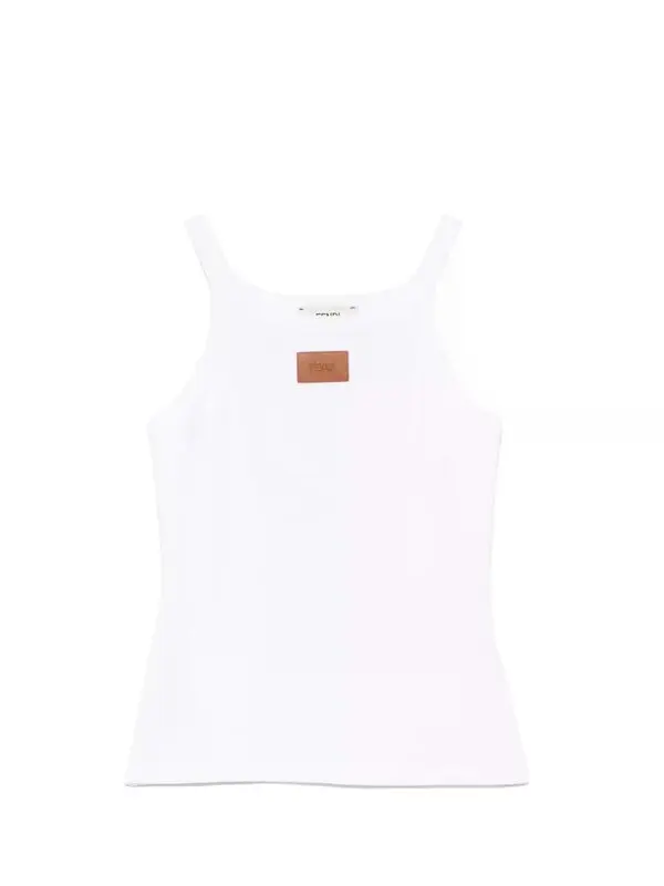 Fendi Logo Embroidered Ribbed Tank Top