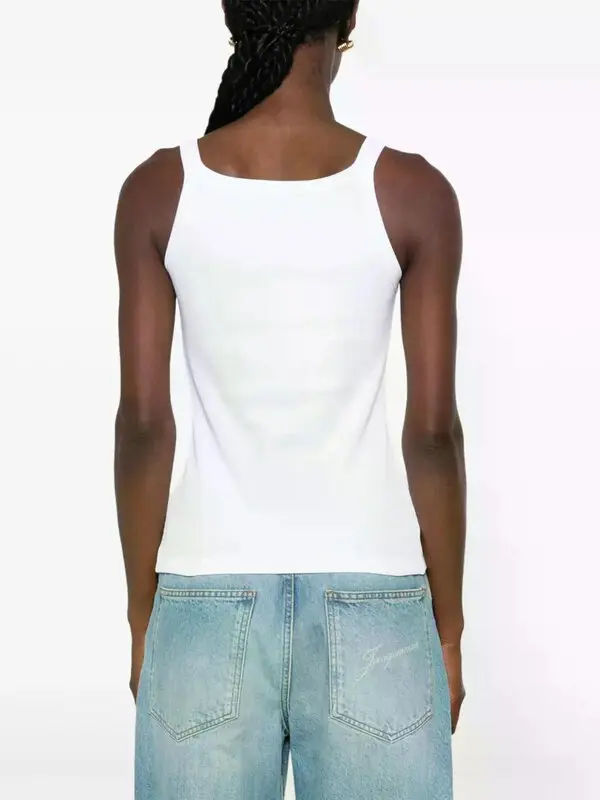 Fendi Logo Embroidered Ribbed Tank Top