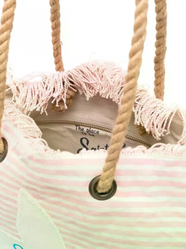 MC2 SAINT BARTH Striped Frayed Beach Bag
