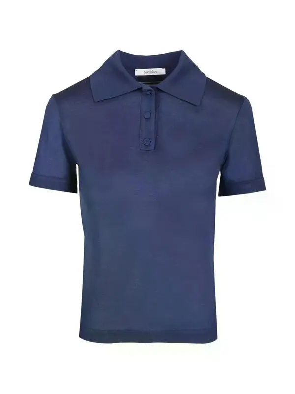 Max Mara Ribbed-trim Silk Polo Shirt - Blue