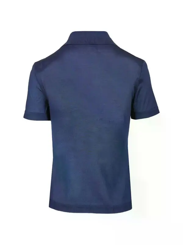 Max Mara Ribbed-trim Silk Polo Shirt