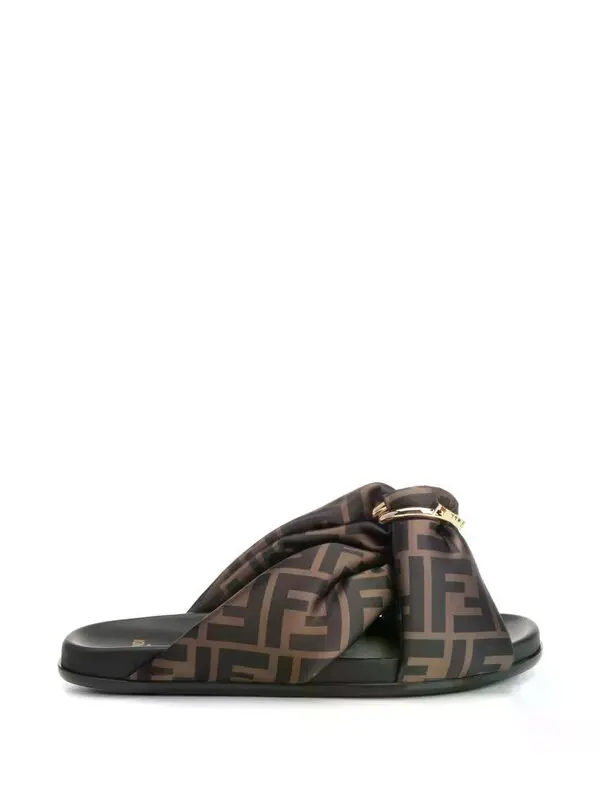 Fendi D-ring Slides - Brown