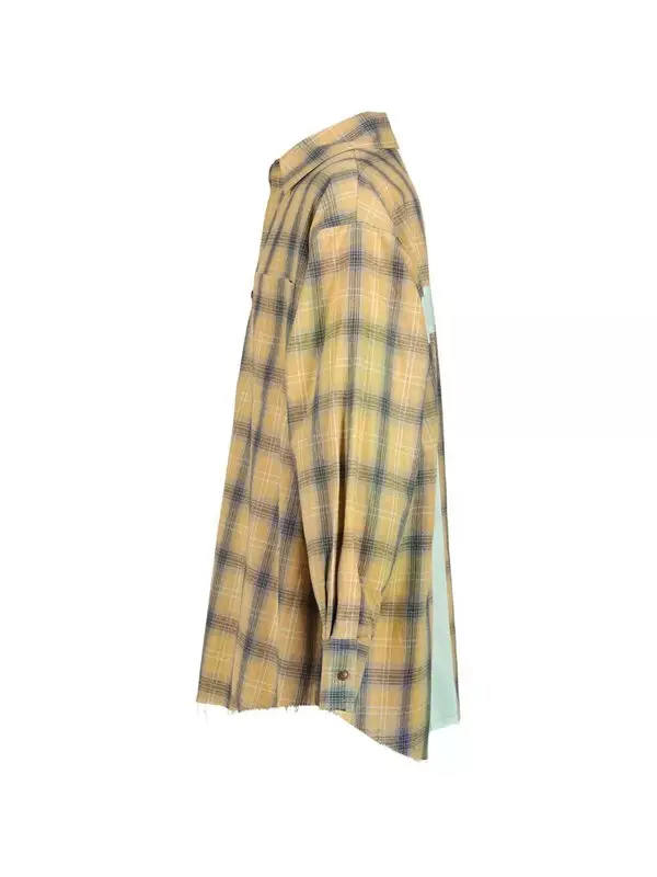 JUN/NAKAYAMA Check-pattern Raw-edge Shirt