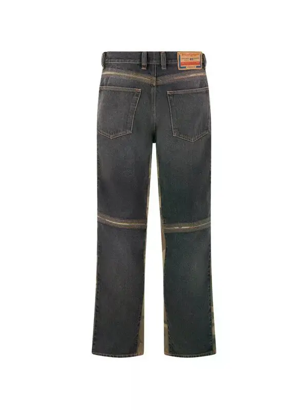 DIESEL® D-mand Camouflage-panelled Straight-leg Jeans - Black