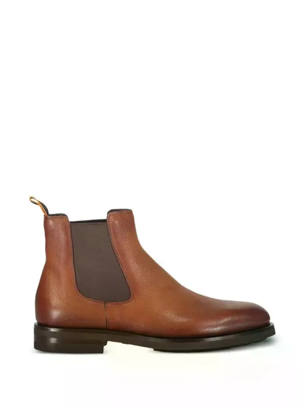 Santoni Grained Leather Chelsea Boots