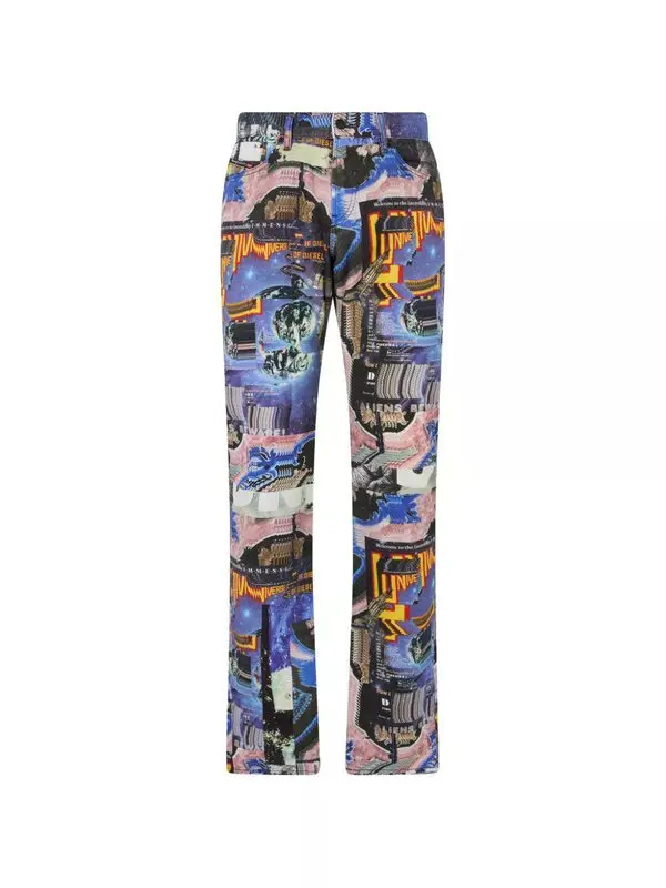 DIESEL® Graphic-print Cotton Trousers - Blue