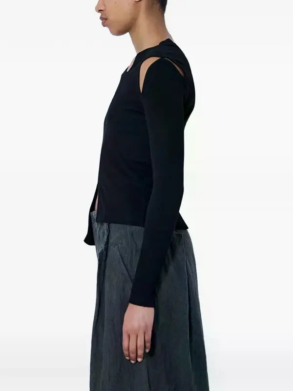 LIMI FEU Ribbed-knit Cut-out T-shirt