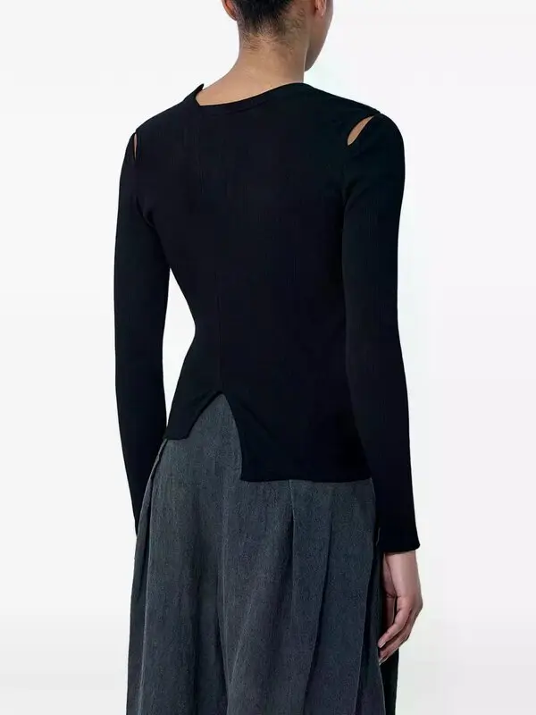 LIMI FEU Ribbed-knit Cut-out T-shirt