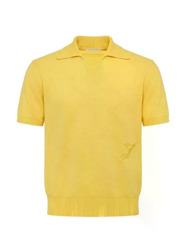 Jacquemus Embroidered-logo Knit Polo Shirt - Yellow