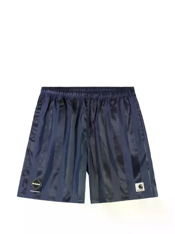 Carhartt Work In Progress X F.c. Real Bristol Striped Satin Track Shorts - Blue