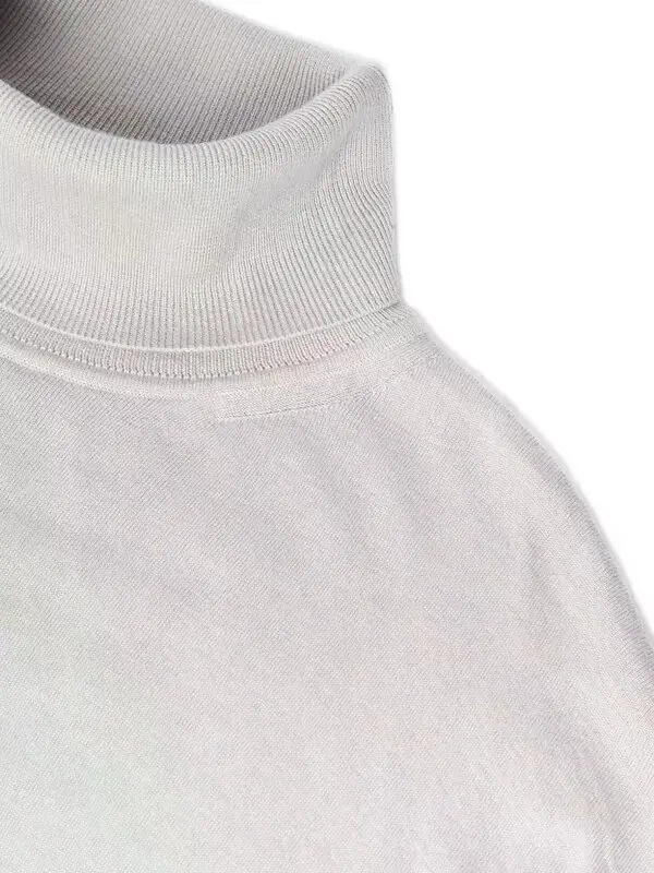 AIEZEN Ribbed Trim Roll Neck Sweater