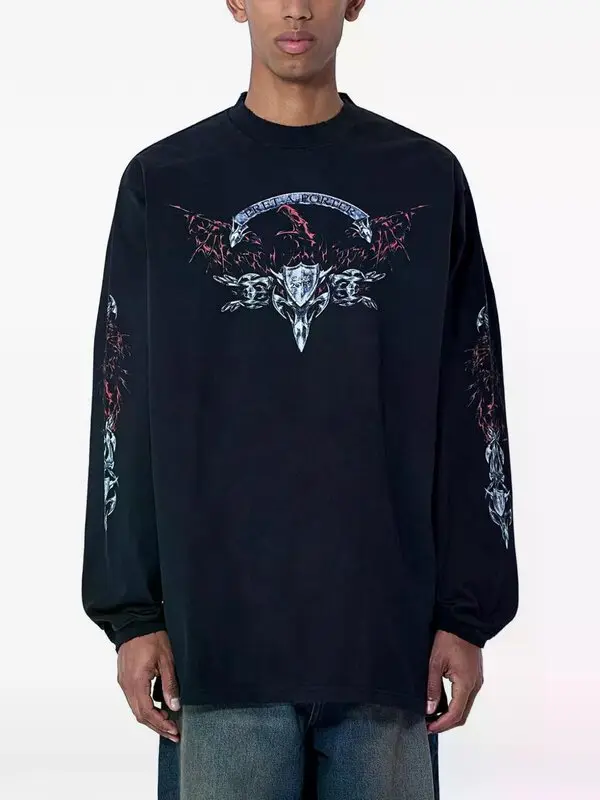 Vetements Graphic-print Long-sleeved T-shirt - Black