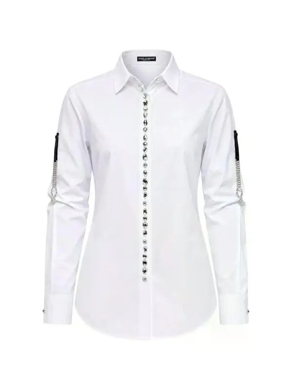 Dolce & Gabbana Embellished Chain Detail Shirt - White