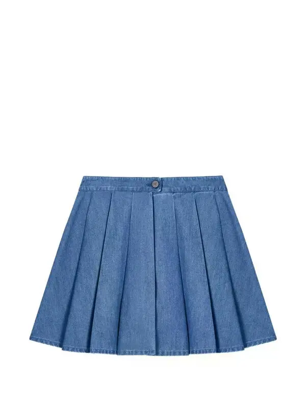 Emporio Armani Pleated Denim Shorts - Blue