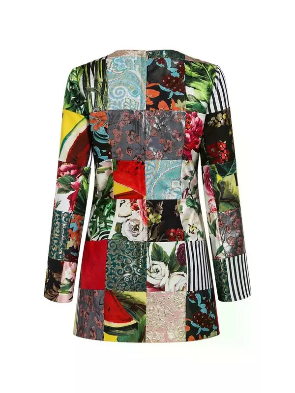 Dolce & Gabbana Patchwork Floral Long-sleeved Mini Dress