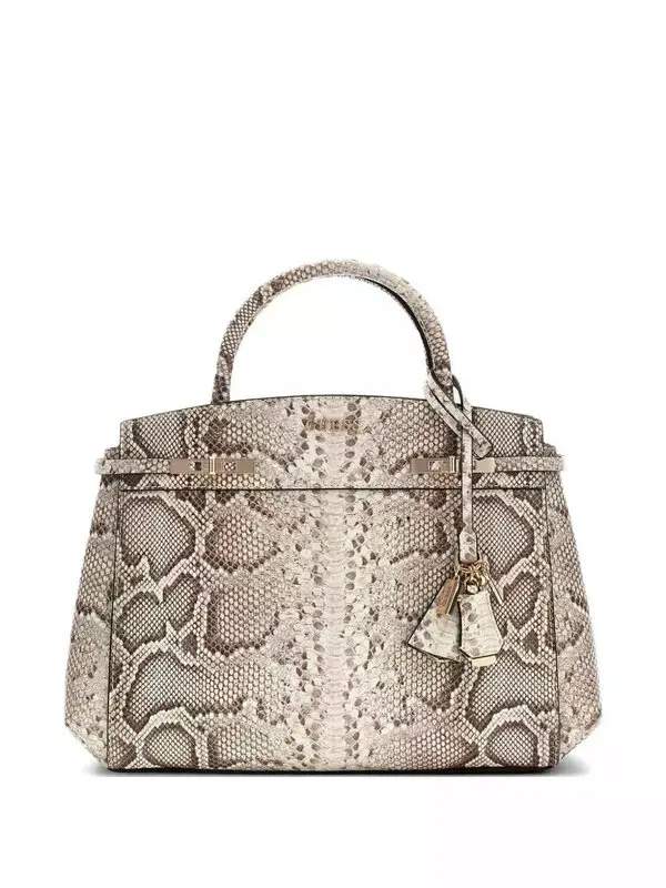 Guess Melinda Snakeskin-effect Tote Bag - Neutrals