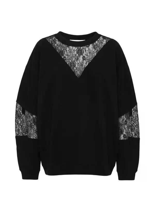 ALMAZ Lace-panelled Hook-fastening Sweatshirt - Black