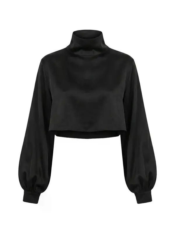 ALMAZ Cropped High-neck Top - Black