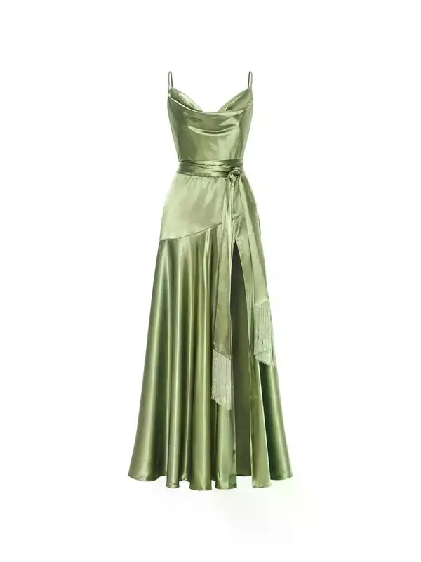 BRONX AND BRONCO Leo Fringed-belt Dress - Green